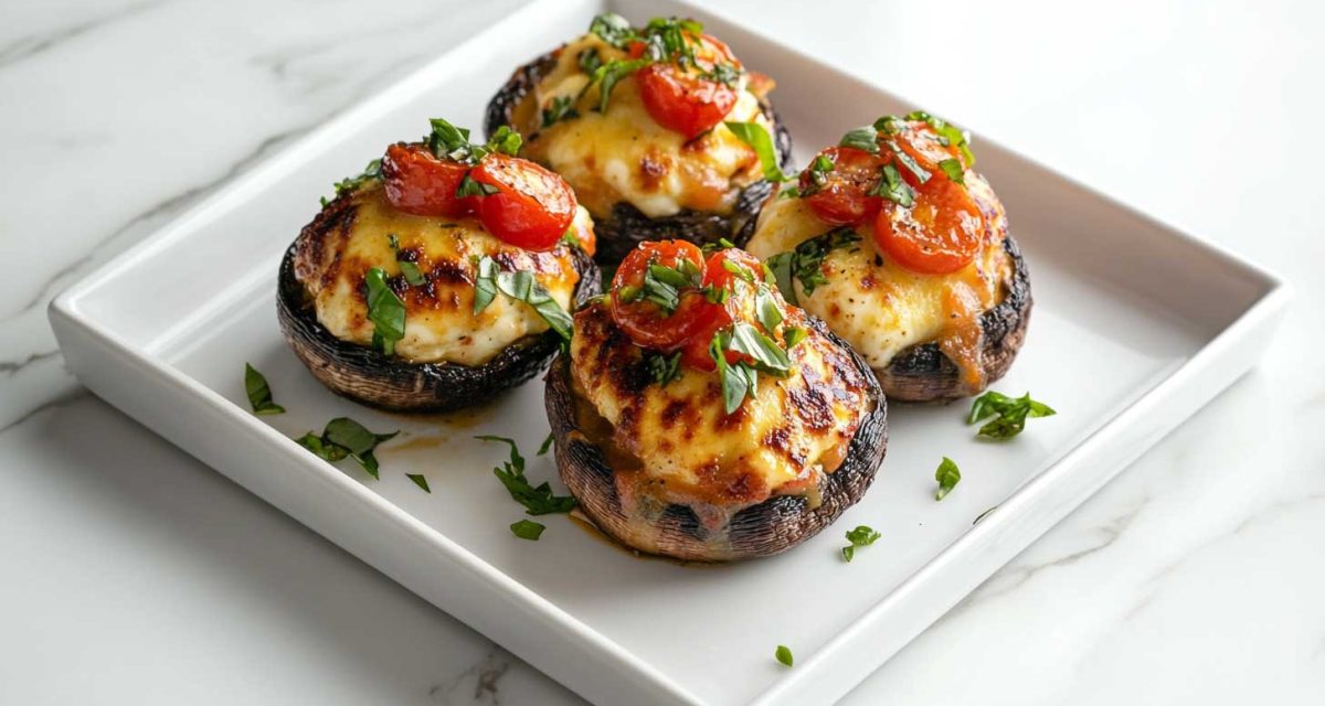 Easy Keto Air Fryer Caprese Stuffed Portobello Mushrooms