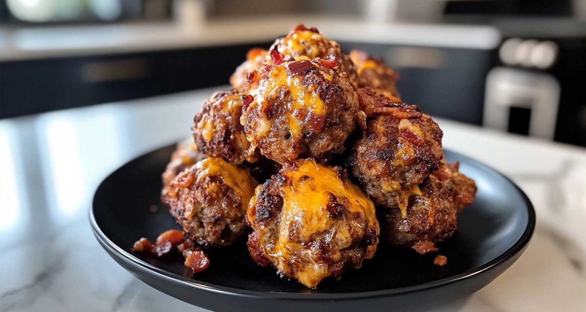 Keto Cheddar Bacon Meatballs that's Crispy, Cheesy and Tasty