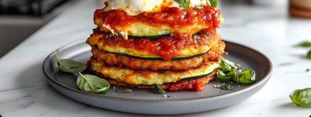 Keto Zucchini Fritter Stack (Italy-Style) -Crispy and Cheesy