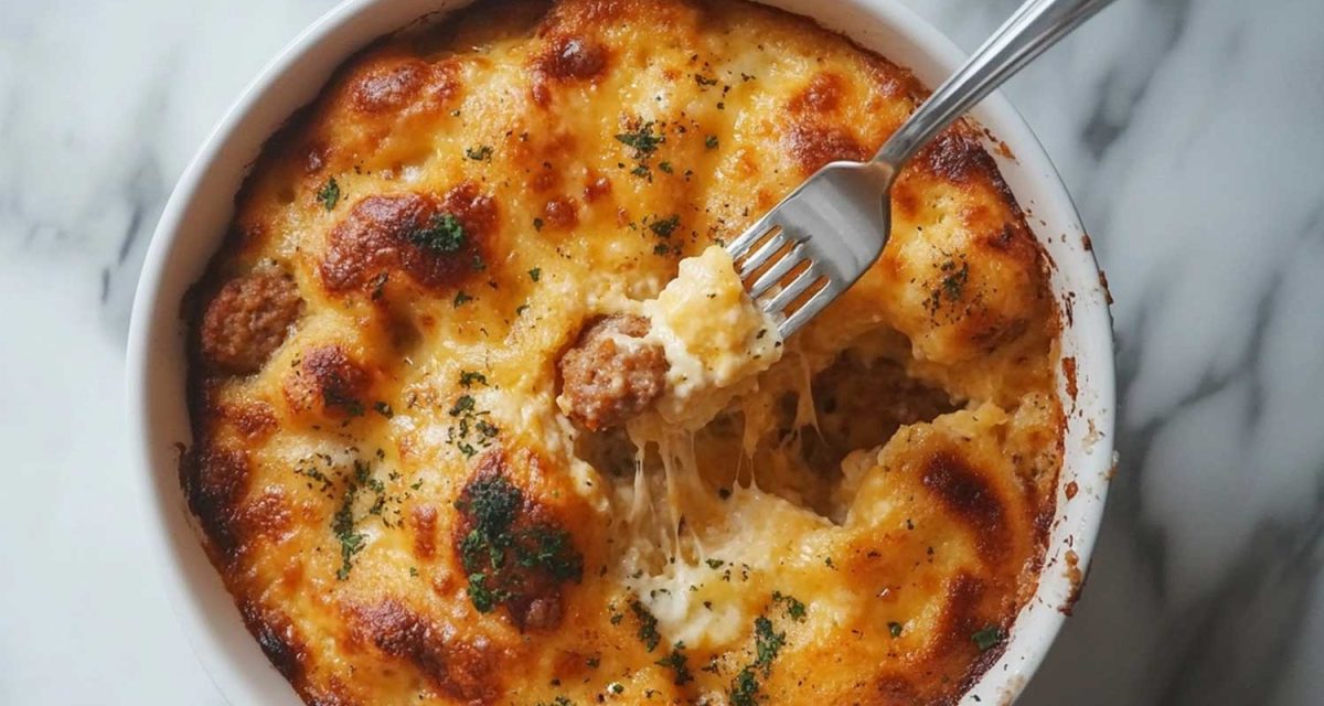 Easy Keto Savory Sausage and Cheese French Toast Casserole