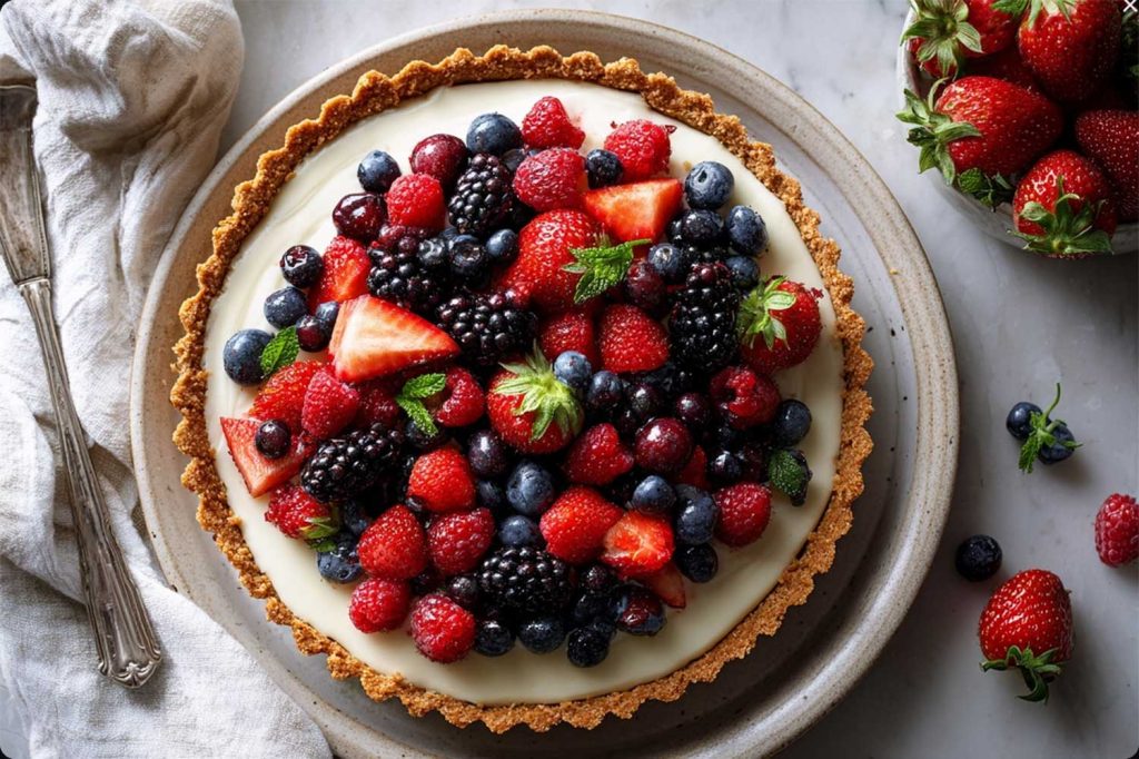 Easy Keto Berry Cream Tart (No Bake and Sugar free Recipe)