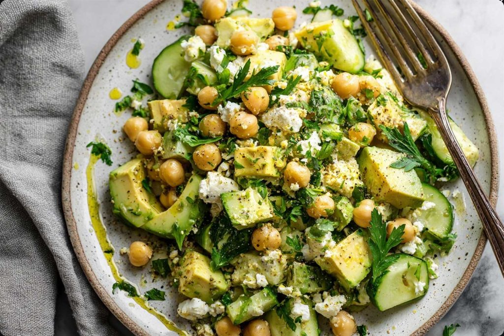 Keto Chickpea Feta Avocado Salad: Fresh, Creamy and Addictive
