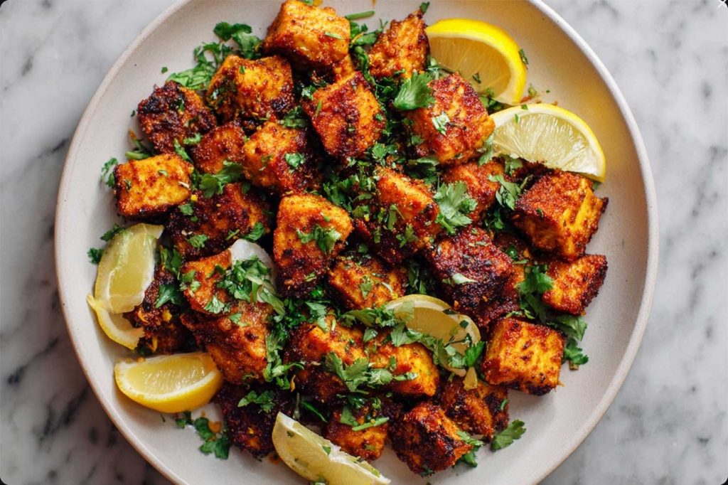 Keto Pan Fried Masala Tofu - Crispy, Spicy, Low Carb Magic