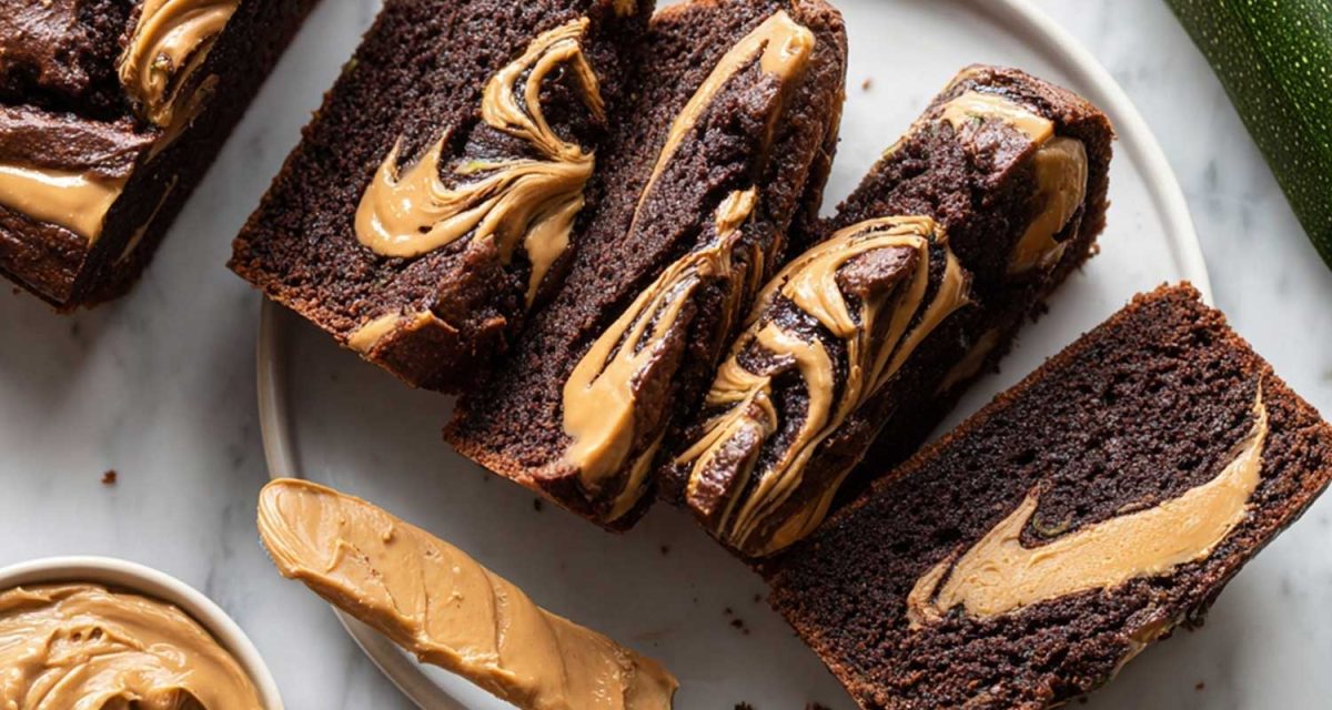 Easy Keto Chocolate Zucchini Bread with Peanut Butter Swirl
