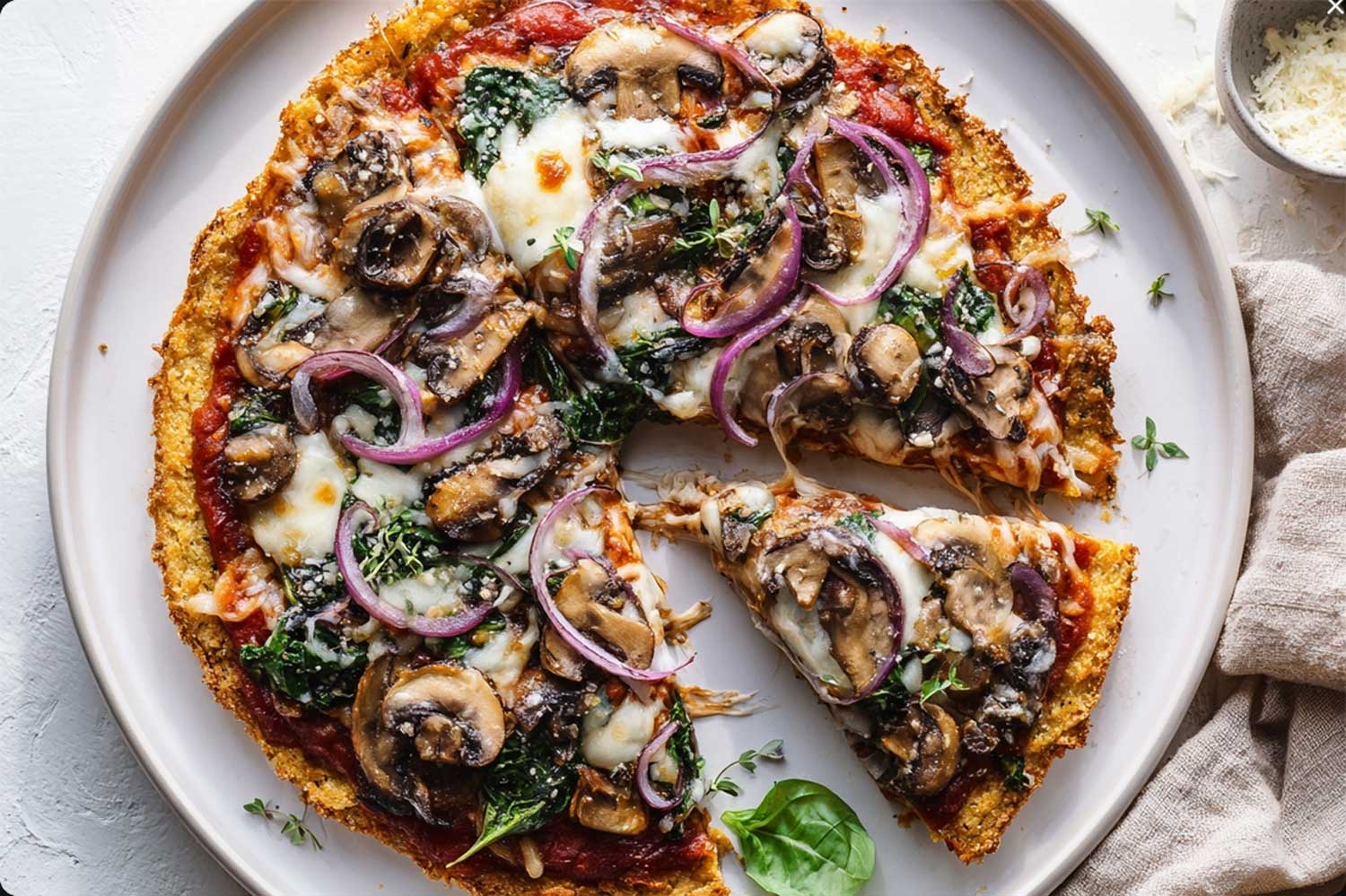 Keto Vegetarian Pizza: Crispy Crust and Big Veggie Flavor
