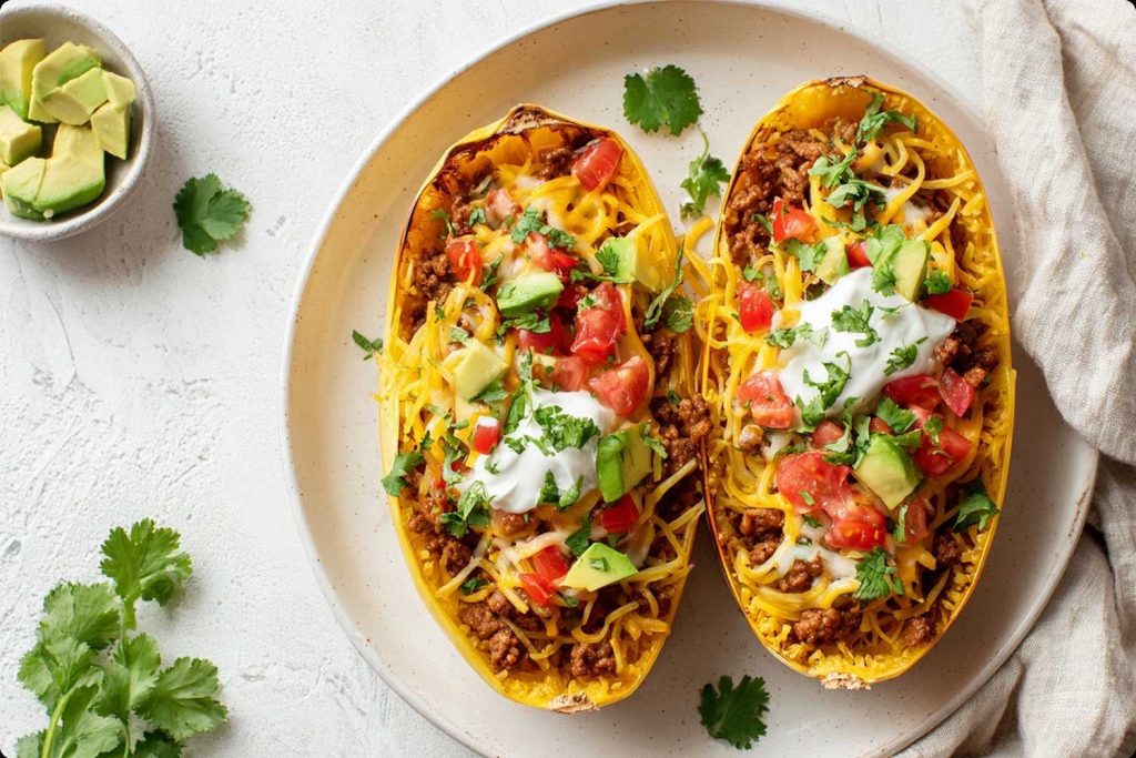 Keto Spaghetti Squash Taco Boats for Cozy Ember Month Dinner