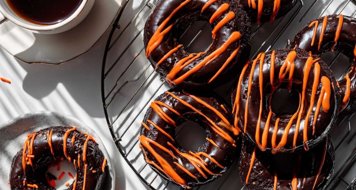 Simple Keto Black Cocoa Glazed Ring Doughnuts for Halloween