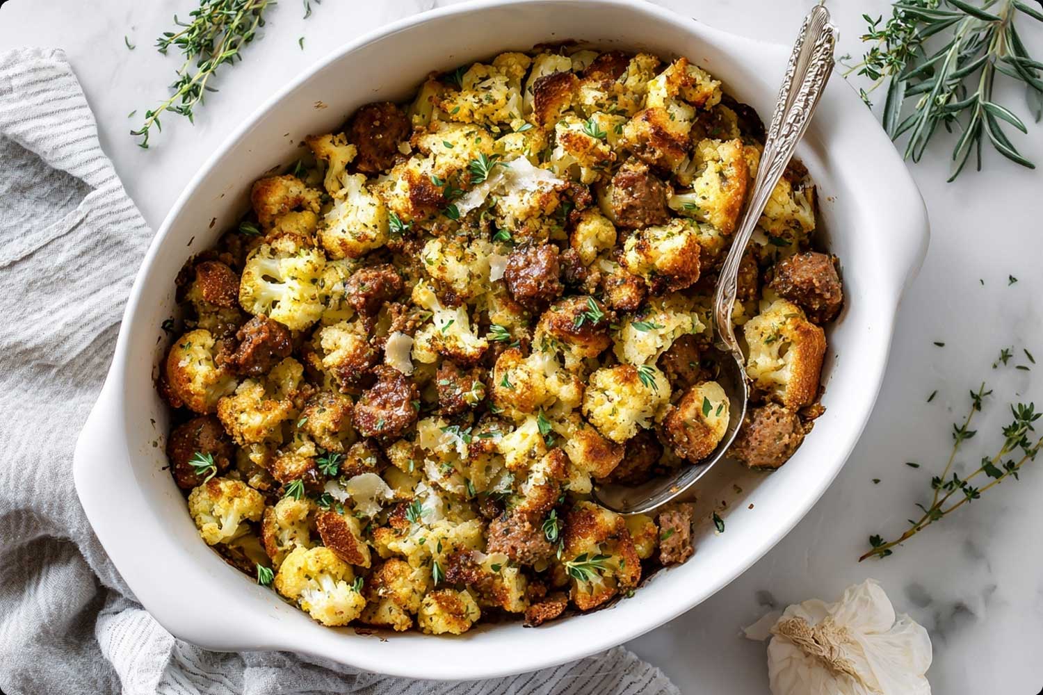 Keto Sausage Cauliflower Stuffing Recipe (Low-Carb Comfort)