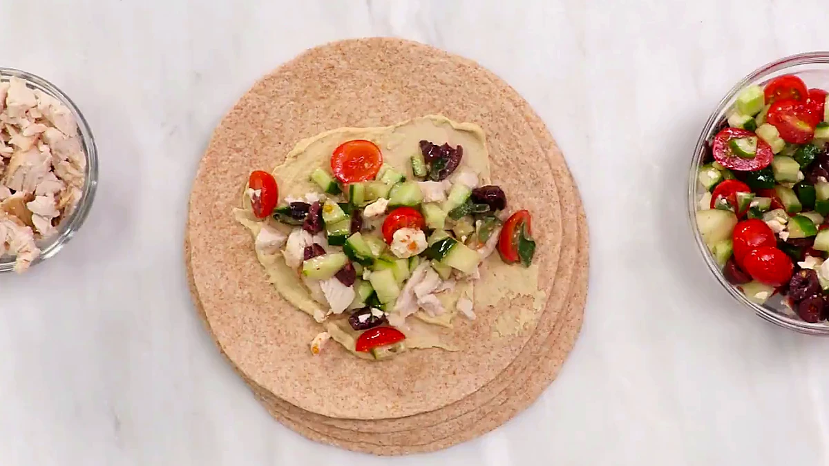 Greek Chicken Wraps With Hummus